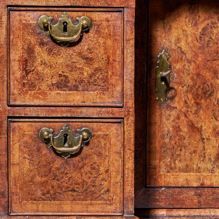 Unique 18th Century George II Pollard Oak and Walnut Kneehole Desk ...