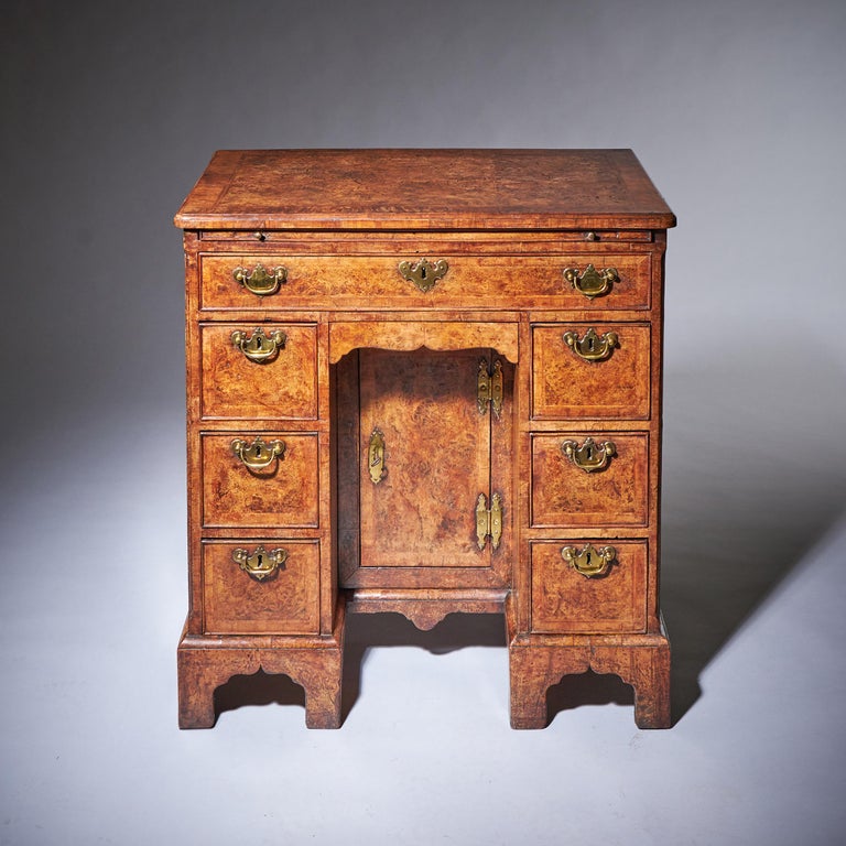 Unique 18th Century George II Pollard Oak and Walnut Kneehole Desk ...