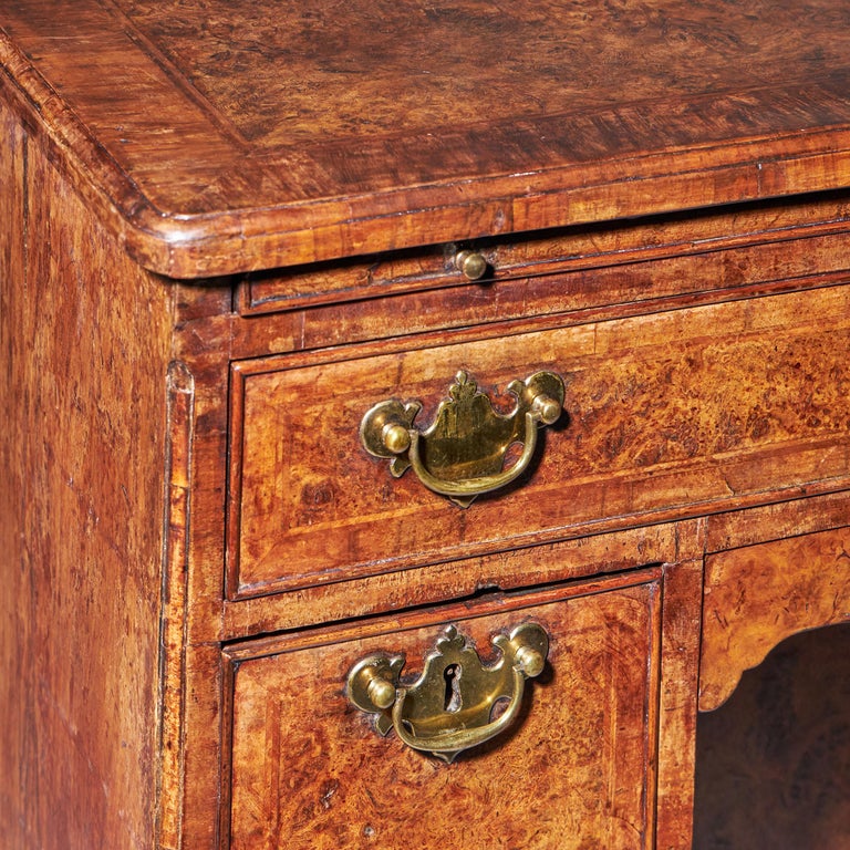 Unique 18th Century George II Pollard Oak and Walnut Kneehole Desk ...