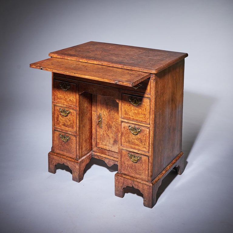 Unique 18th Century George II Pollard Oak and Walnut Kneehole Desk ...