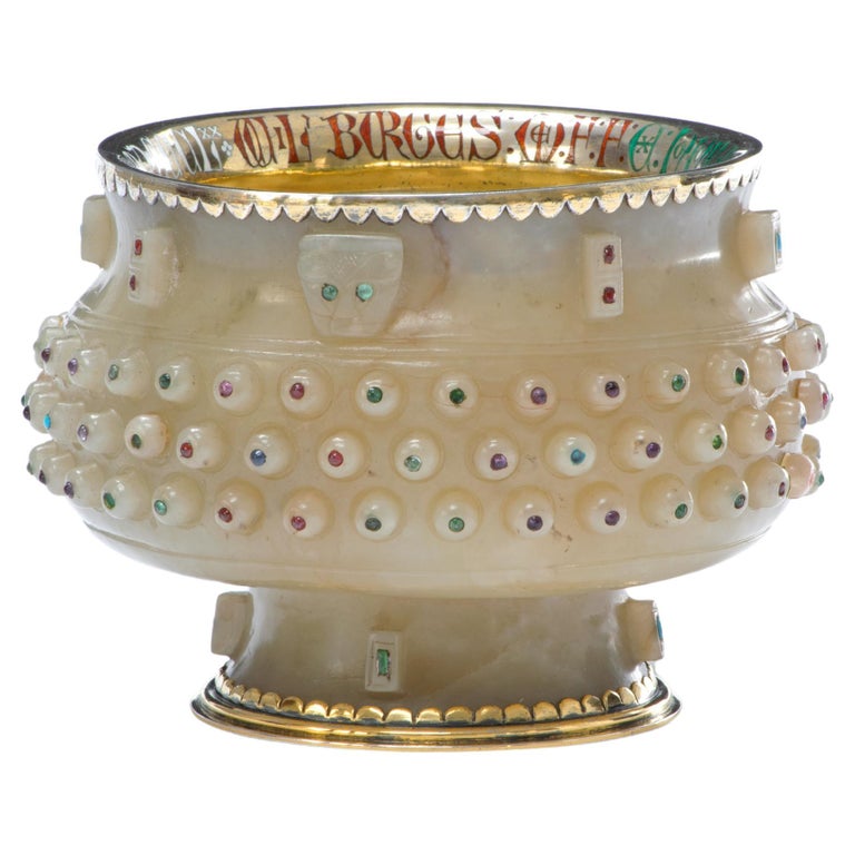 A Unique Jade Bowl with Enamelled Gilt-Metal Mounts Inset with ...