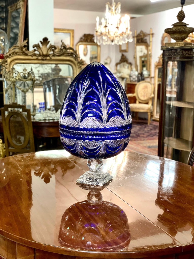 Very Decorative Blue Overlay Crystal Champagne Cellar at 1stDibs