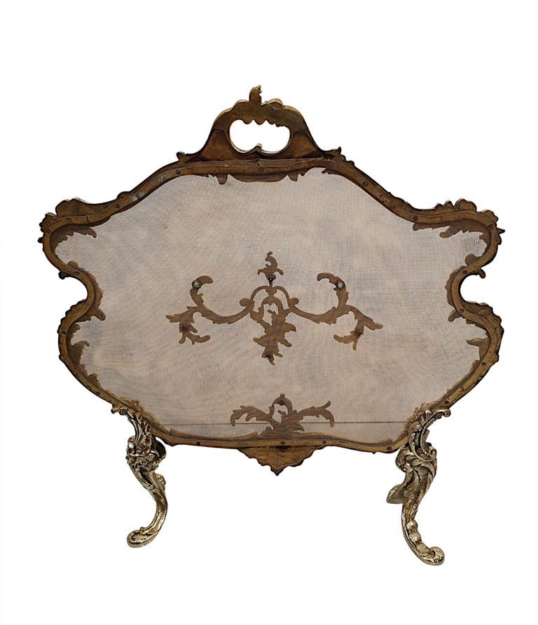 Very Fine 19th Century Brass Fire Screen in the Rococo Manner For Sale ...