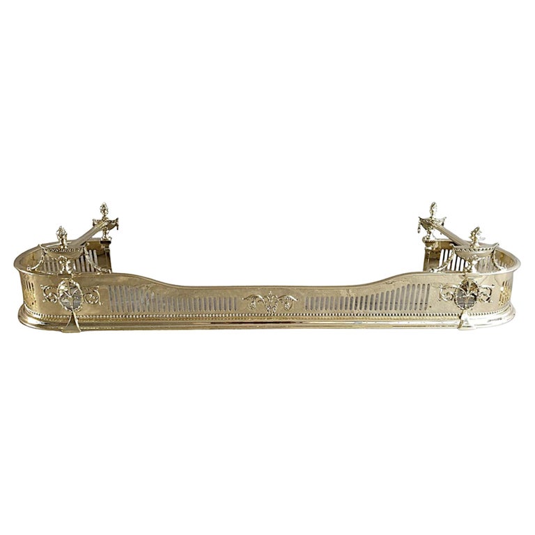Very Fine and Rare 19th Century Polished Brass Fender For Sale at 1stDibs