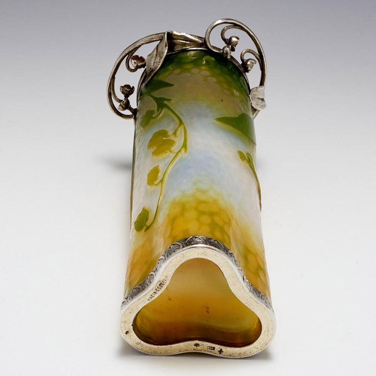 Very Fine and Rare Early Daum Cameo Glass Vase with Silver Mounts, c1897 For Sale at 1stDibs