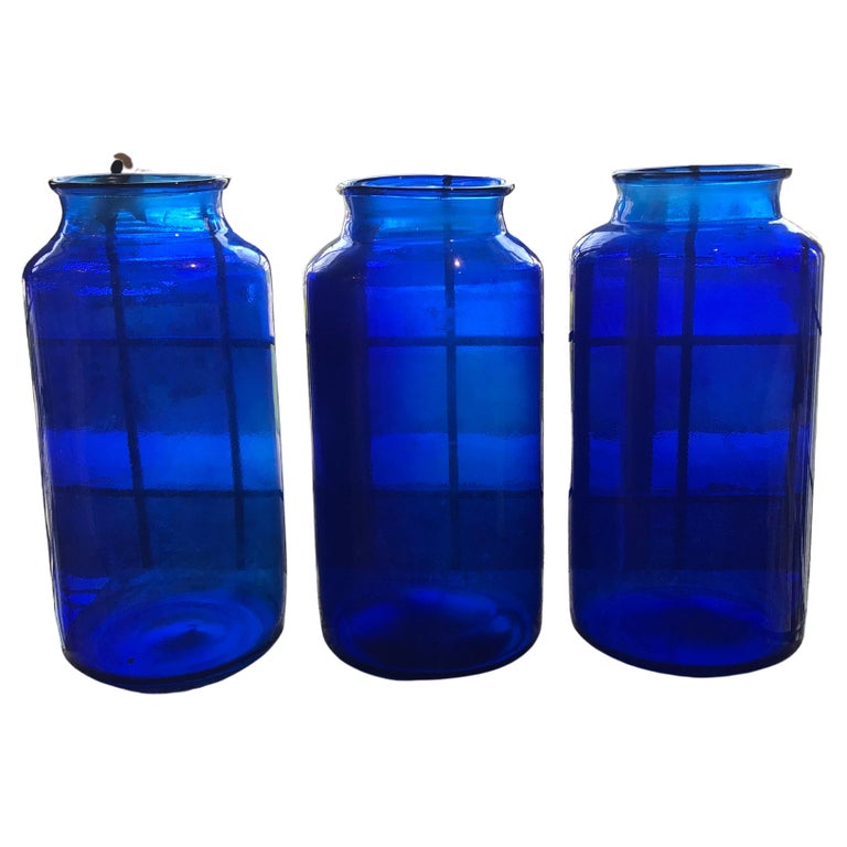 Very Fine and Decorative Blue Glass Jar For Sale at 1stDibs