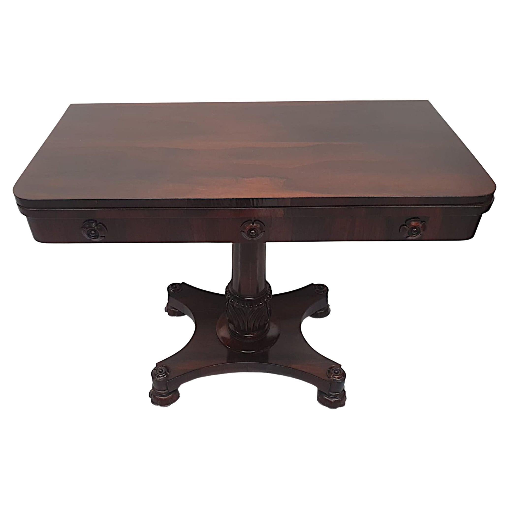 Early 19th Century William IV Card Table with Ebony Inlay and Turned ...