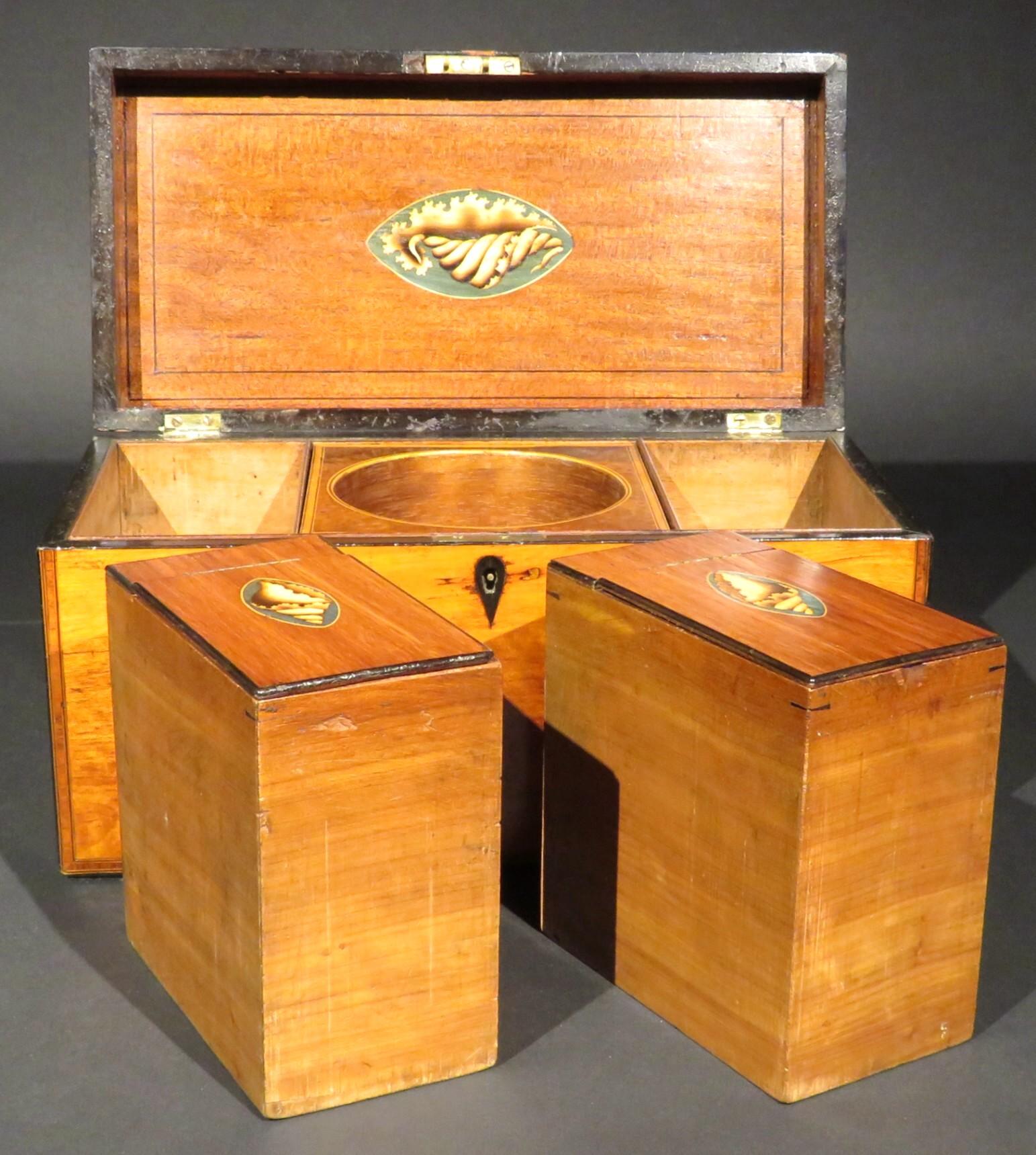 Very Fine George III Inlaid Satinwood Tea Caddy, England, Circa 1800 ...