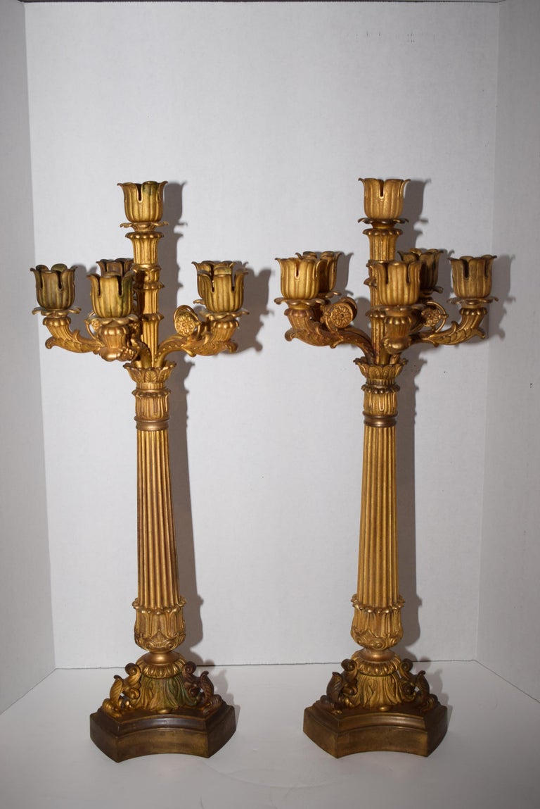 Very Fine Pair of Gilt Bronze Candlesticks For Sale at 1stDibs