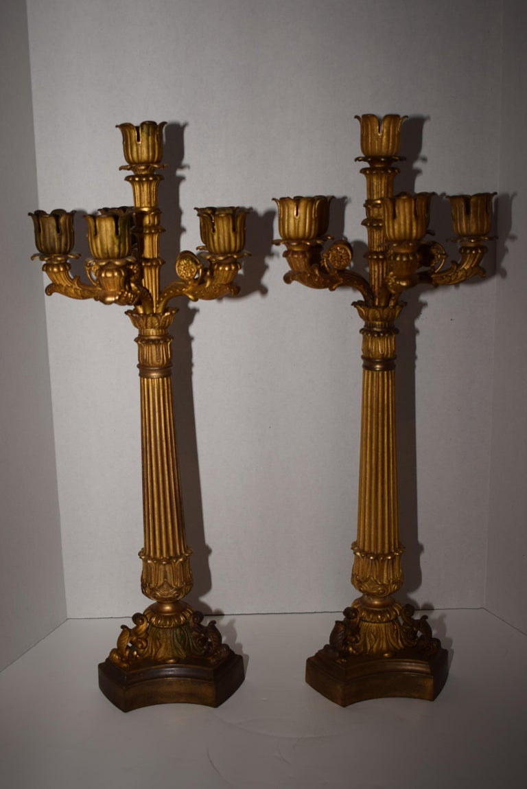 Very Fine Pair of Gilt Bronze Candlesticks For Sale at 1stDibs
