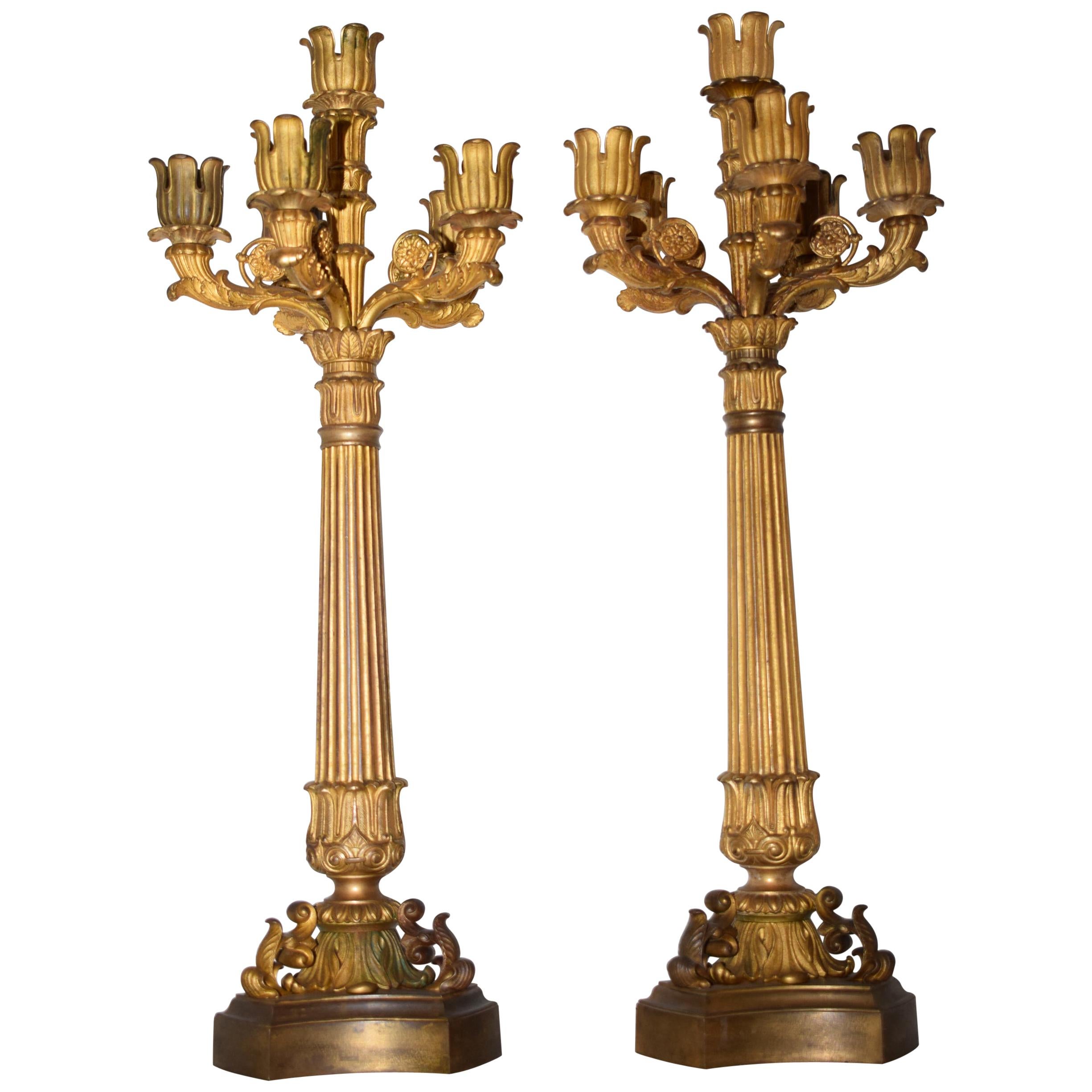 Pair of Gilt Bronze Candlesticks For Sale at 1stDibs