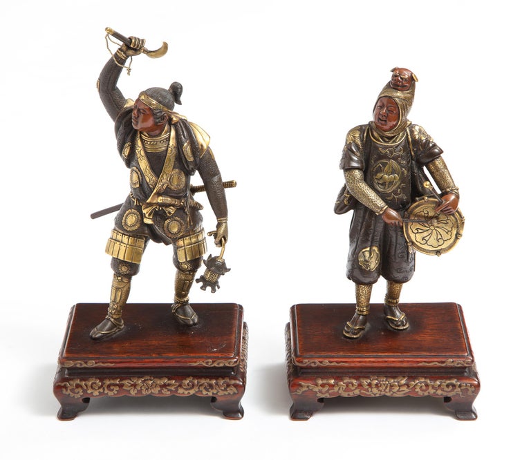 Very Fine Pair of Japanese Bronze Figures by Miyao Eisuke, Meiji Period ...