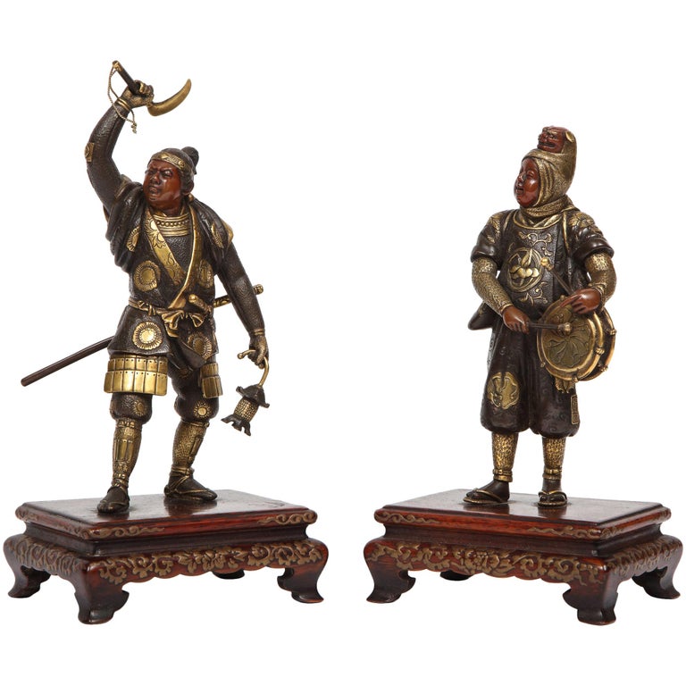 Very Fine Pair of Japanese Bronze Figures by Miyao Eisuke, Meiji Period ...
