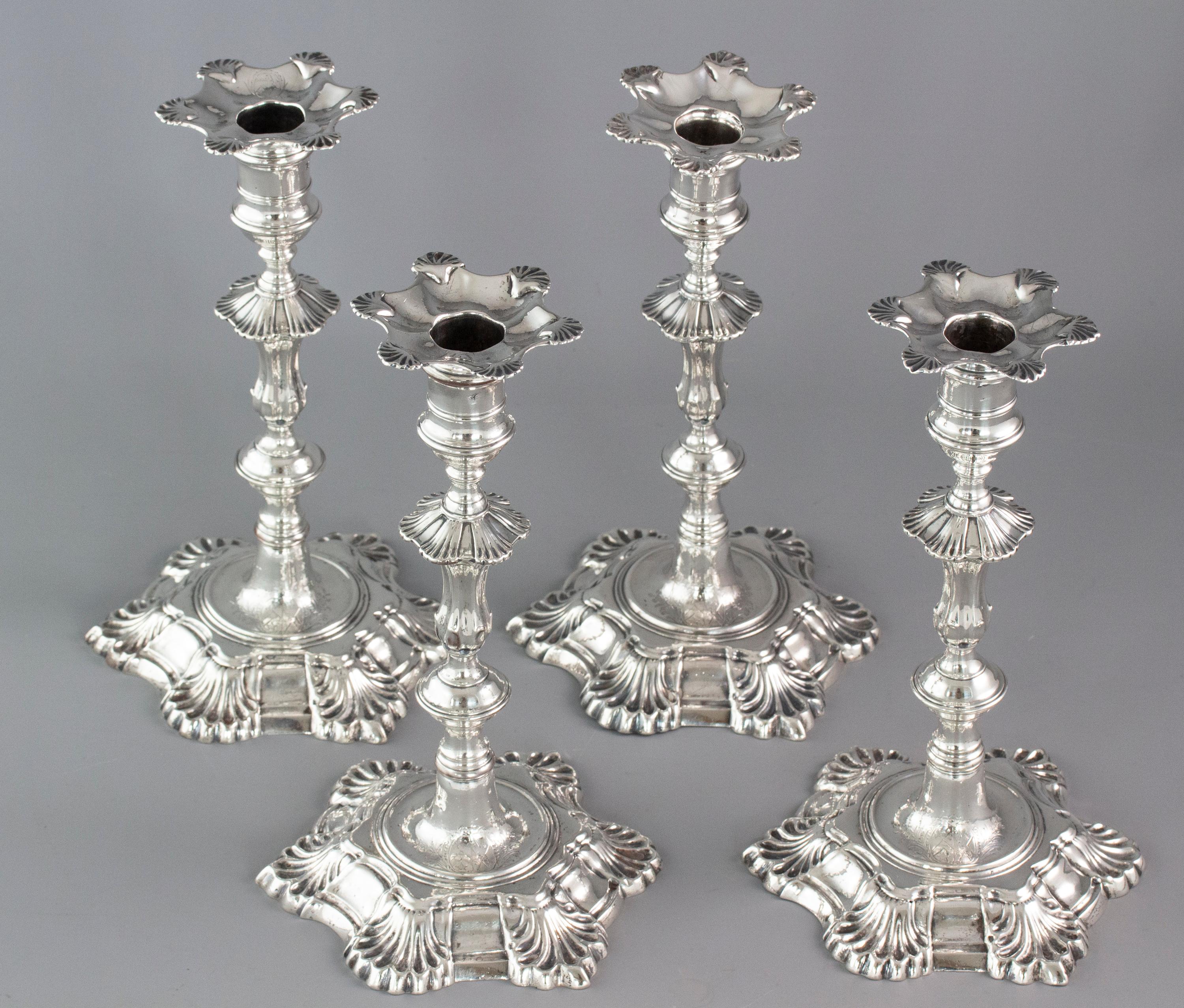 Very Fine Set of Cast Silver Candlesticks by John Cafe London, 1750 For ...