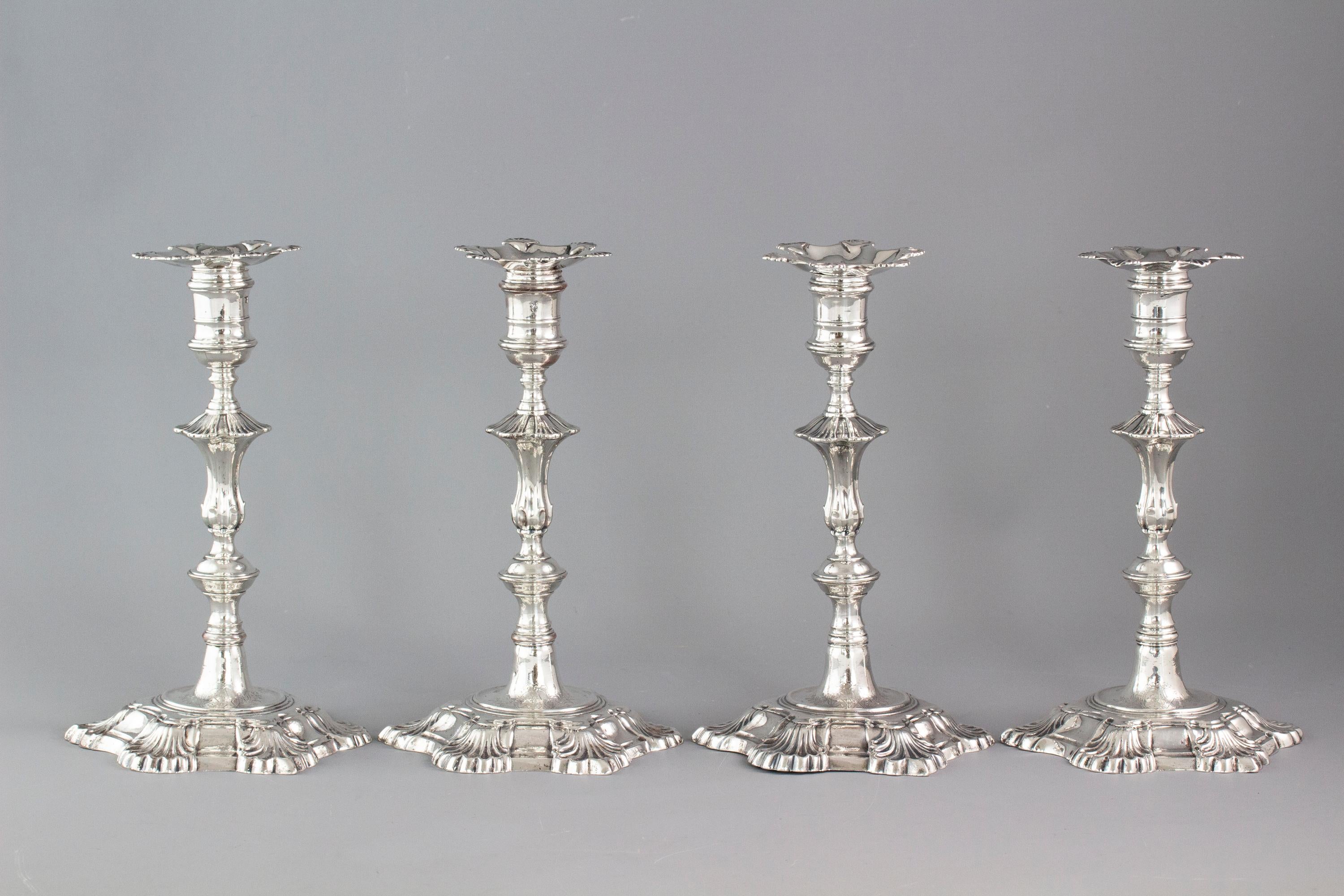 Very Fine Set of Cast Silver Candlesticks by John Cafe London, 1750 For ...