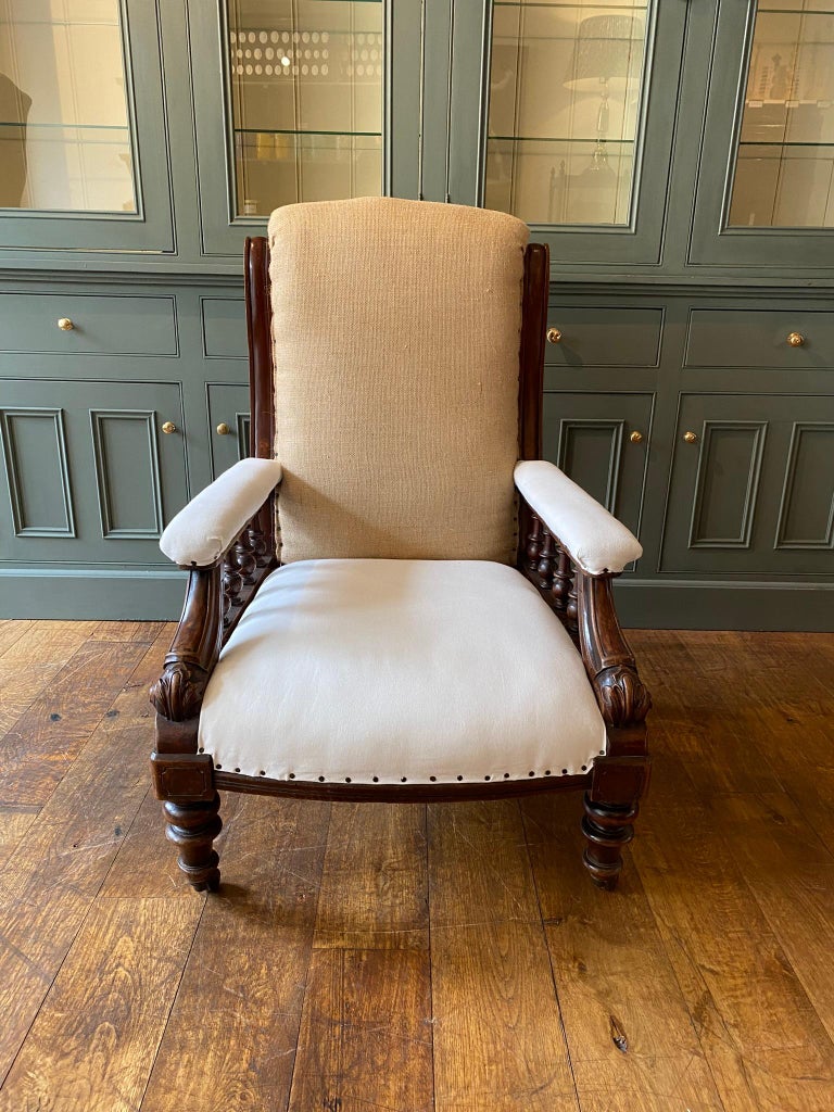 Very Good Pair of English Show Framed Library Chairs For Sale at 1stDibs
