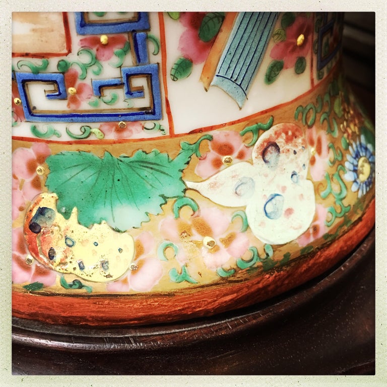 Very Large Pair of Chinese Porcelain Rose Mandarin Lamp Bases at ...