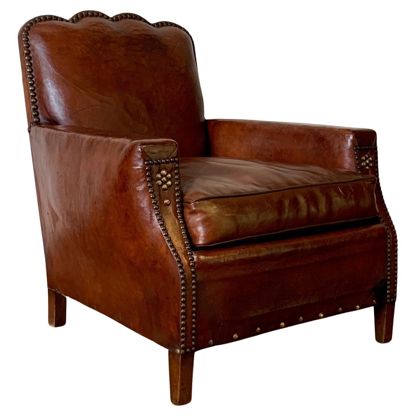 A Very Pretty French Leather Club Chair, Normandy Model, circa 1920’s ...