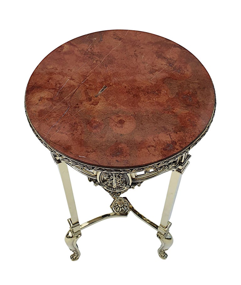 Very Rare and Fine 19th Century Marble Top Polished Brass Table For ...
