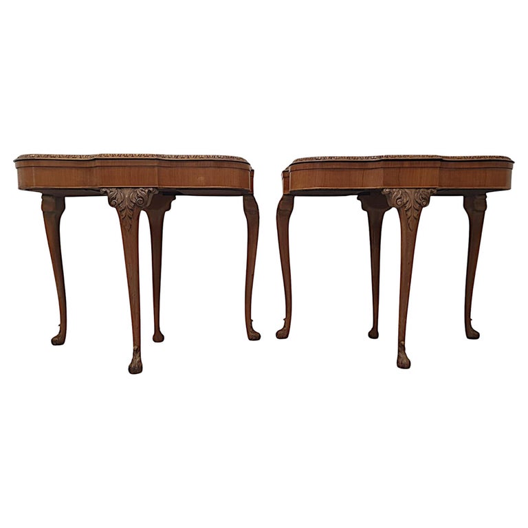Very Rare and Fine Pair of 1920's Burr Walnut Card Tables For Sale at ...