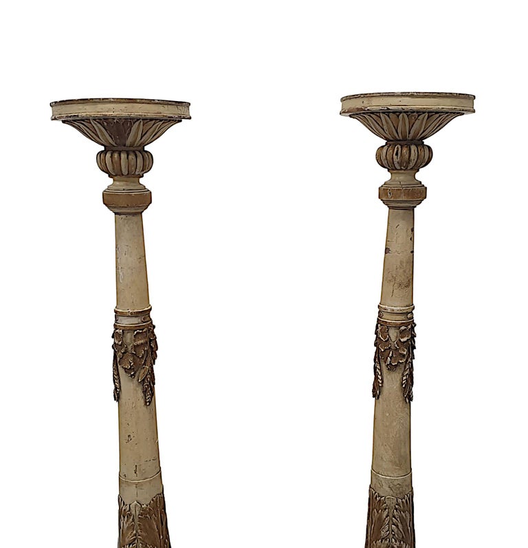 Very Rare and Unusual Pair of 19th Century Parcel Gilt Torcheres For ...