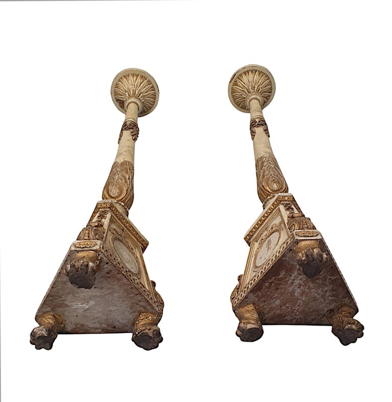 Very Rare and Unusual Pair of 19th Century Parcel Gilt Torcheres For ...