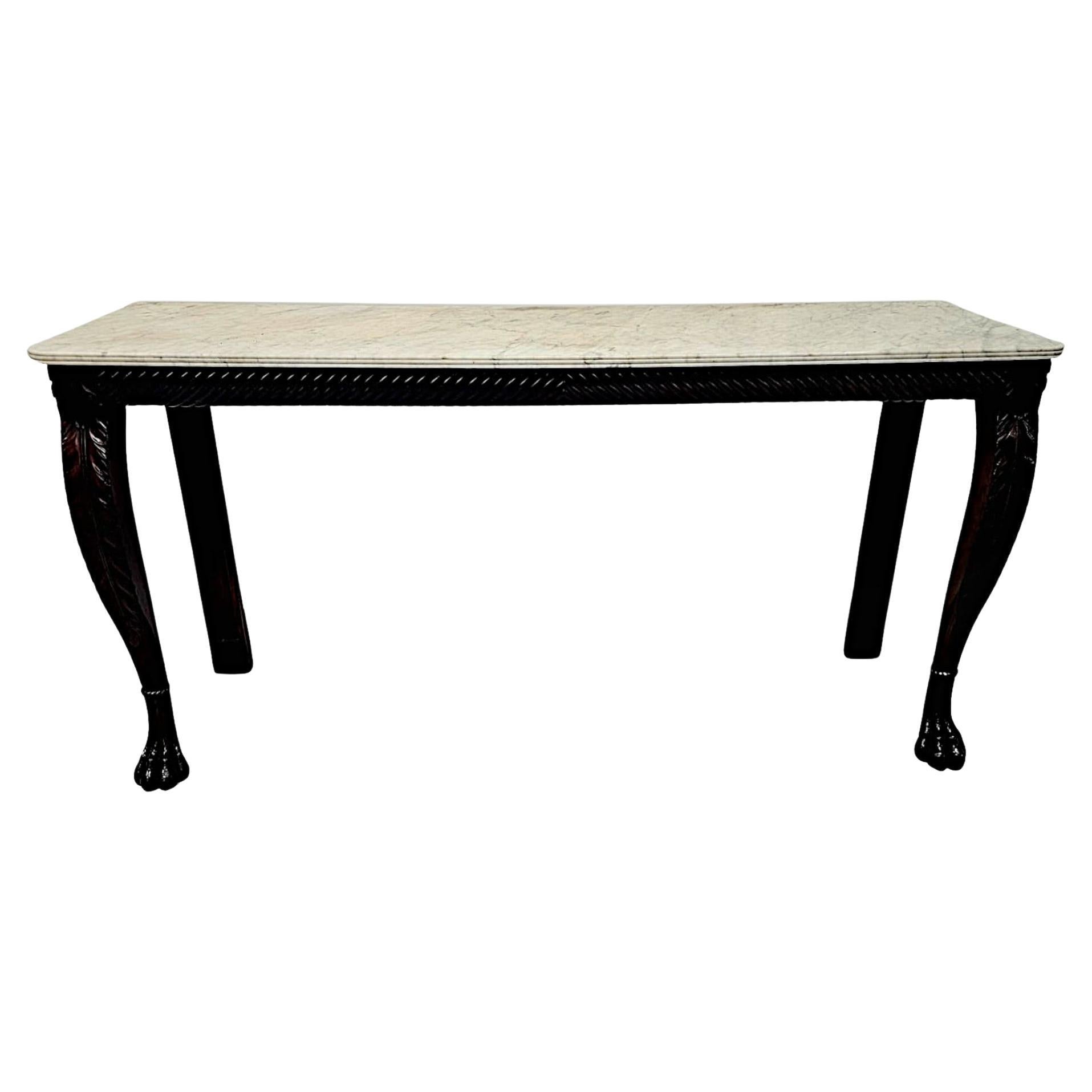 A Very Rare Early 19th Century Irish Carrara White Marble Top Console ...