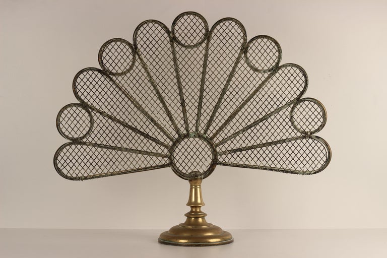 Victorian Aesthetic Movement Brass Peacock Fire Guard or Spark Guard ...