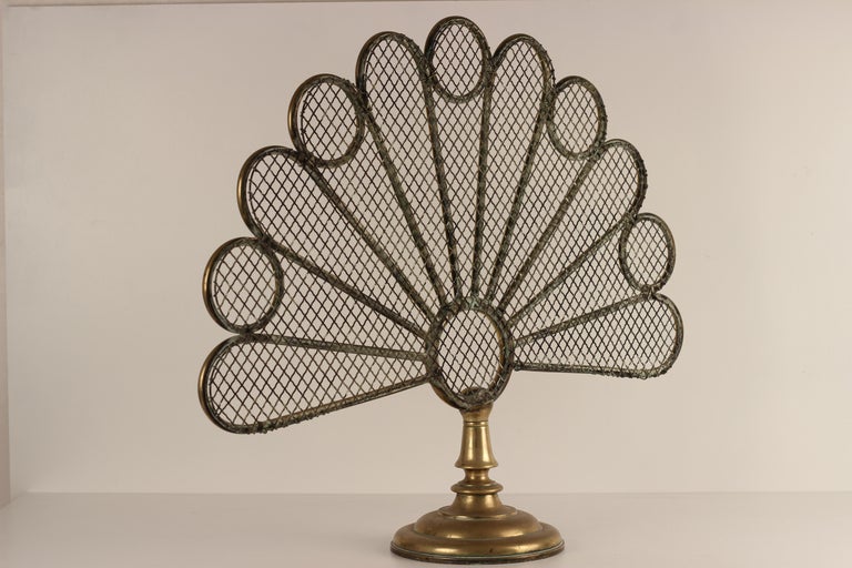 Victorian Aesthetic Movement Brass Peacock Fire Guard or Spark Guard ...
