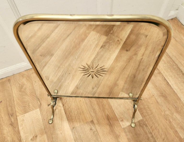 Victorian Art Nouveau Brass and Sunburst Mirror Fire Screen For Sale at ...
