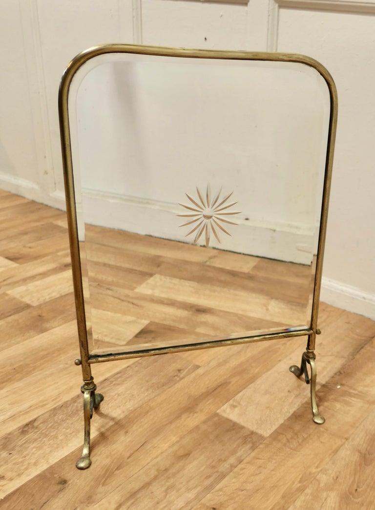 Victorian Art Nouveau Brass and Sunburst Mirror Fire Screen For Sale at ...