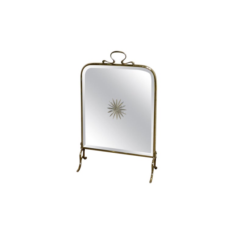 Victorian Art Nouveau Brass and Sunburst Mirror Fire Screen at 1stDibs