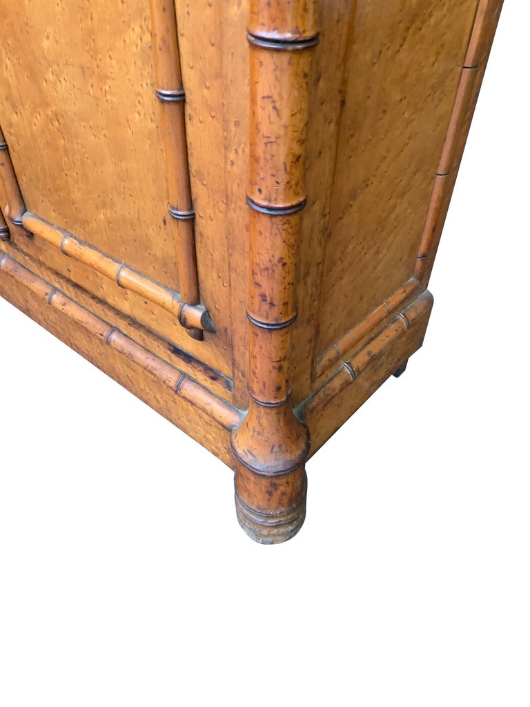 Victorian Bird’s-Eye Maple Console Cabinet with Faux Bamboo and Marble ...