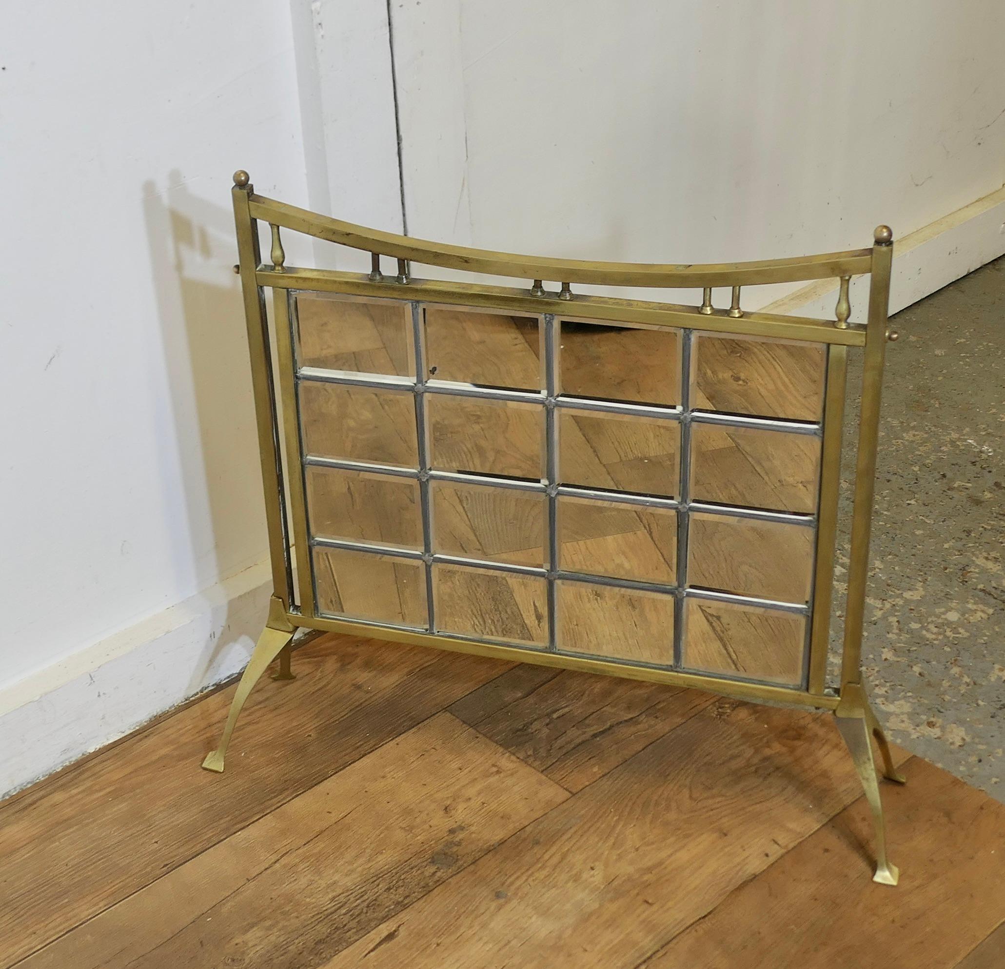 A Victorian Brass and Mirror Arts and Crafts Fire Screen For Sale at ...