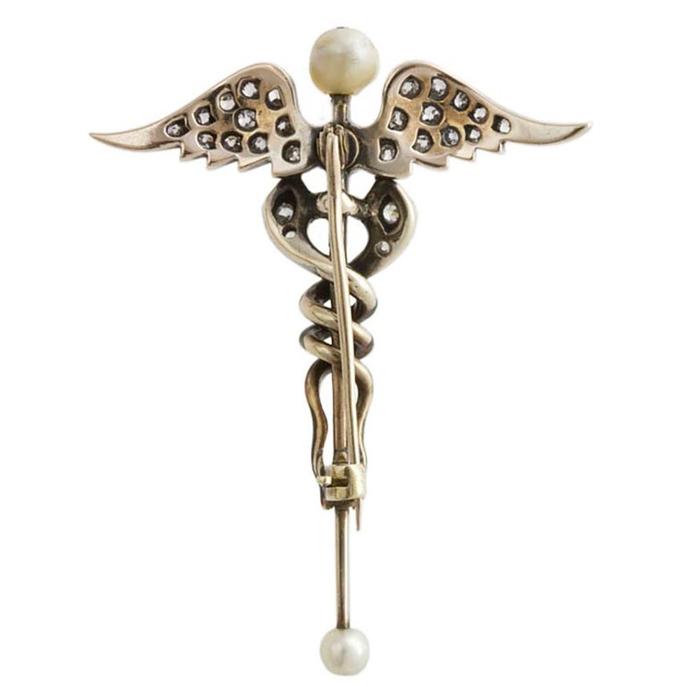 Victorian Caduceus Brooch For Sale at 1stDibs