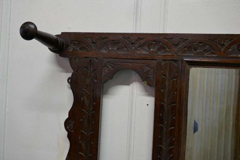 Victorian Carved Oak Stick Stand and Matching Mirror Set For Sale at ...