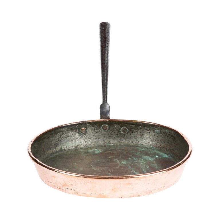Victorian Century Copper Frying Pan with Riveted Iron Handle For Sale ...