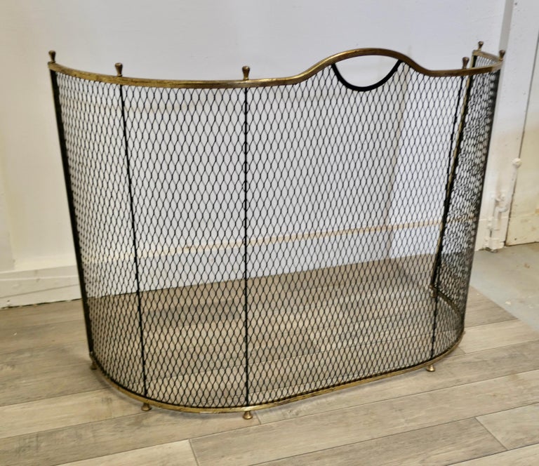 Victorian Curved Brass and Iron Nursery Fire Guard For Sale at 1stDibs