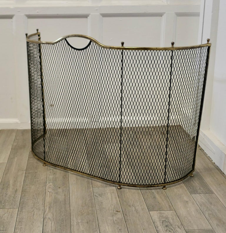 Victorian Curved Brass and Iron Nursery Fire Guard For Sale at 1stDibs