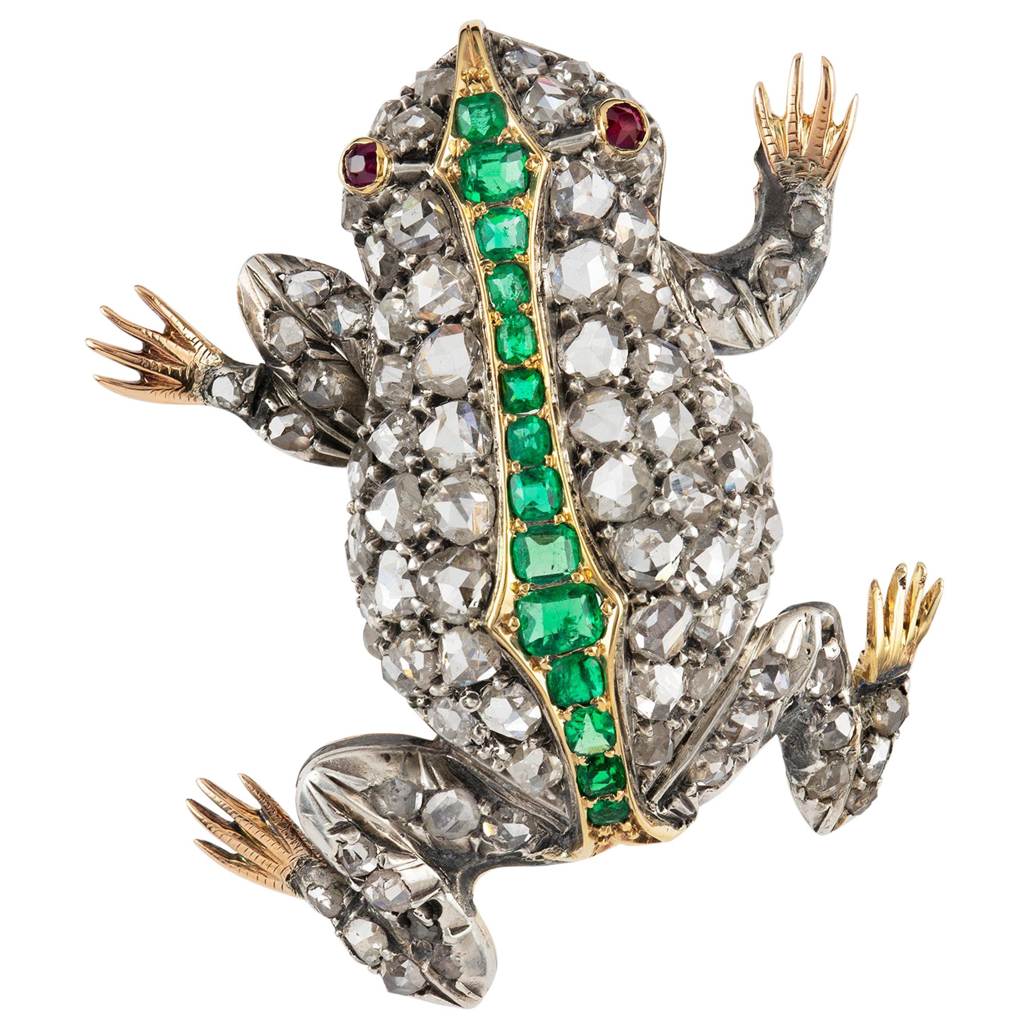 Victorian Diamond and Emerald Encrusted Frog at 1stDibs