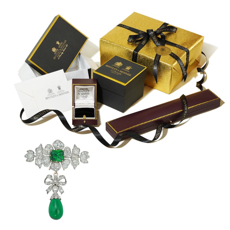 Victorian Diamond and Green-Paste Brooch For Sale at 1stDibs