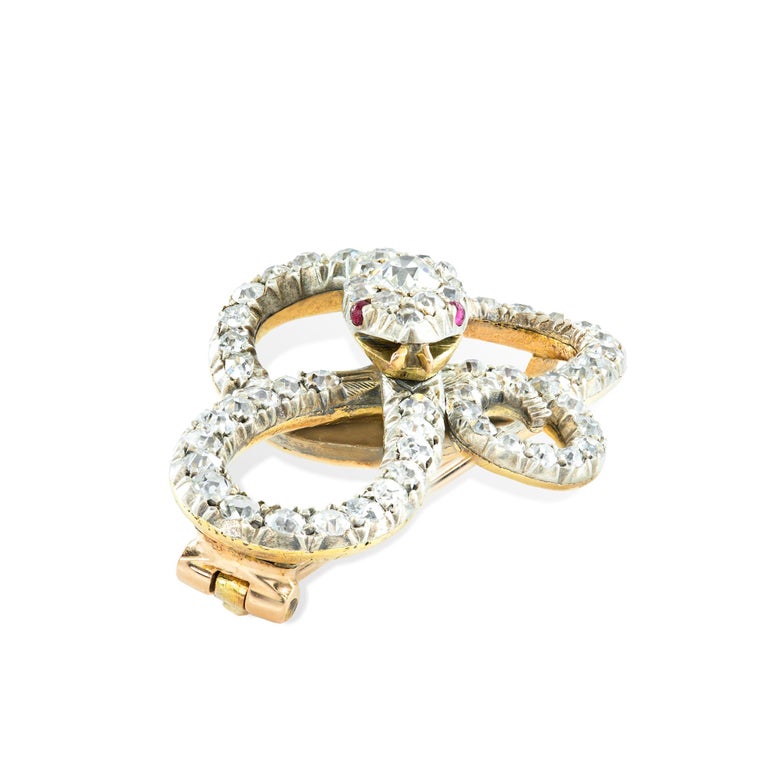 Victorian Diamond Serpent Brooch For Sale at 1stDibs