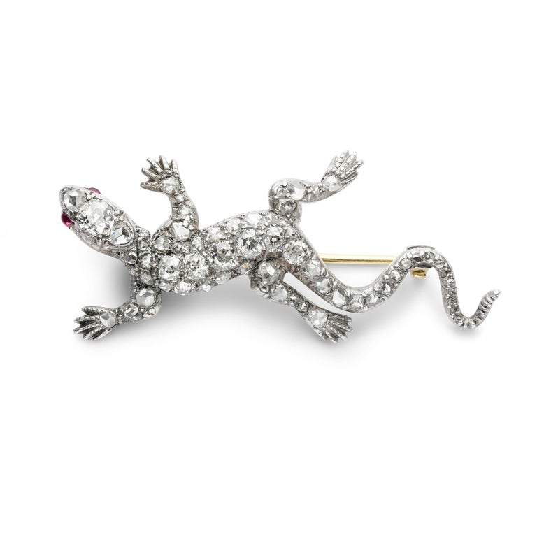 Victorian Diamond Set Lizard Brooch For Sale at 1stDibs