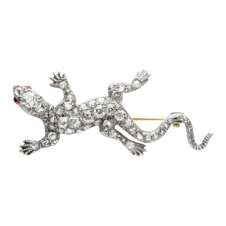 Victorian Diamond Set Lizard Brooch For Sale at 1stDibs