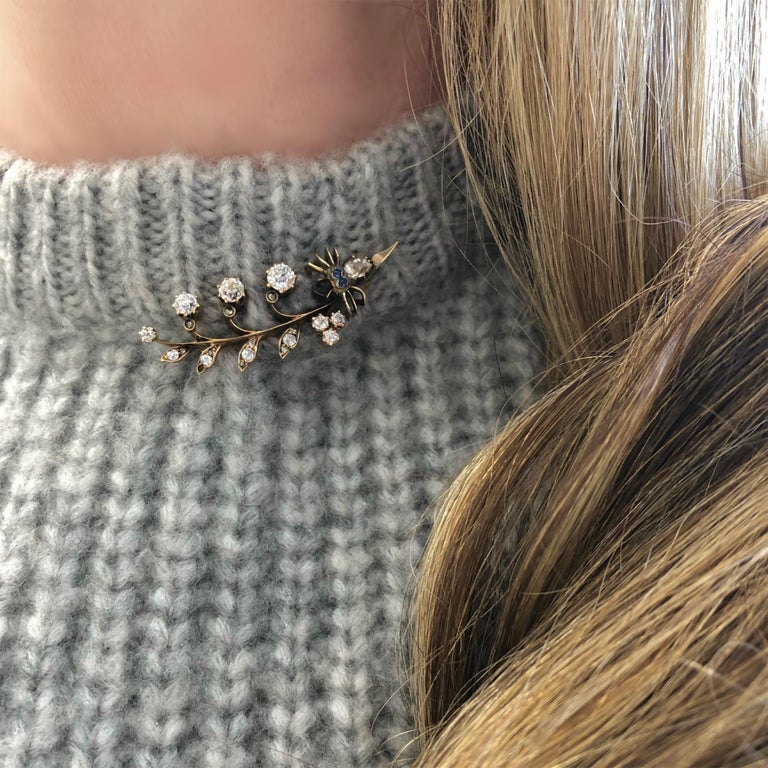 Victorian Diamond Spider Brooch CA 1890 in 14 Karat Gold For Sale at ...