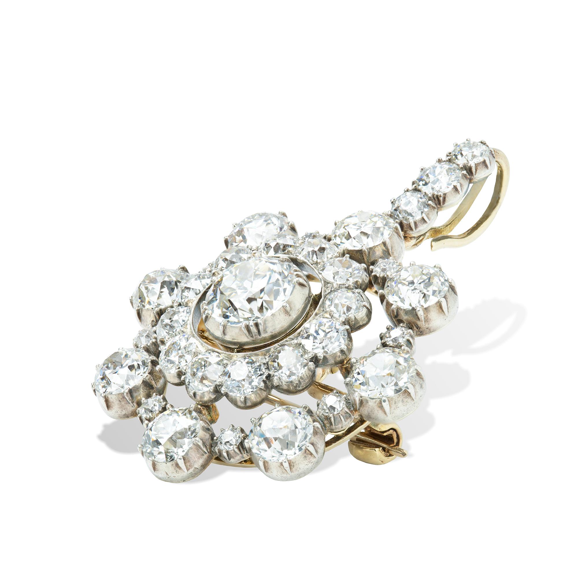 Victorian Diamond Target Brooch-Pendant at 1stDibs