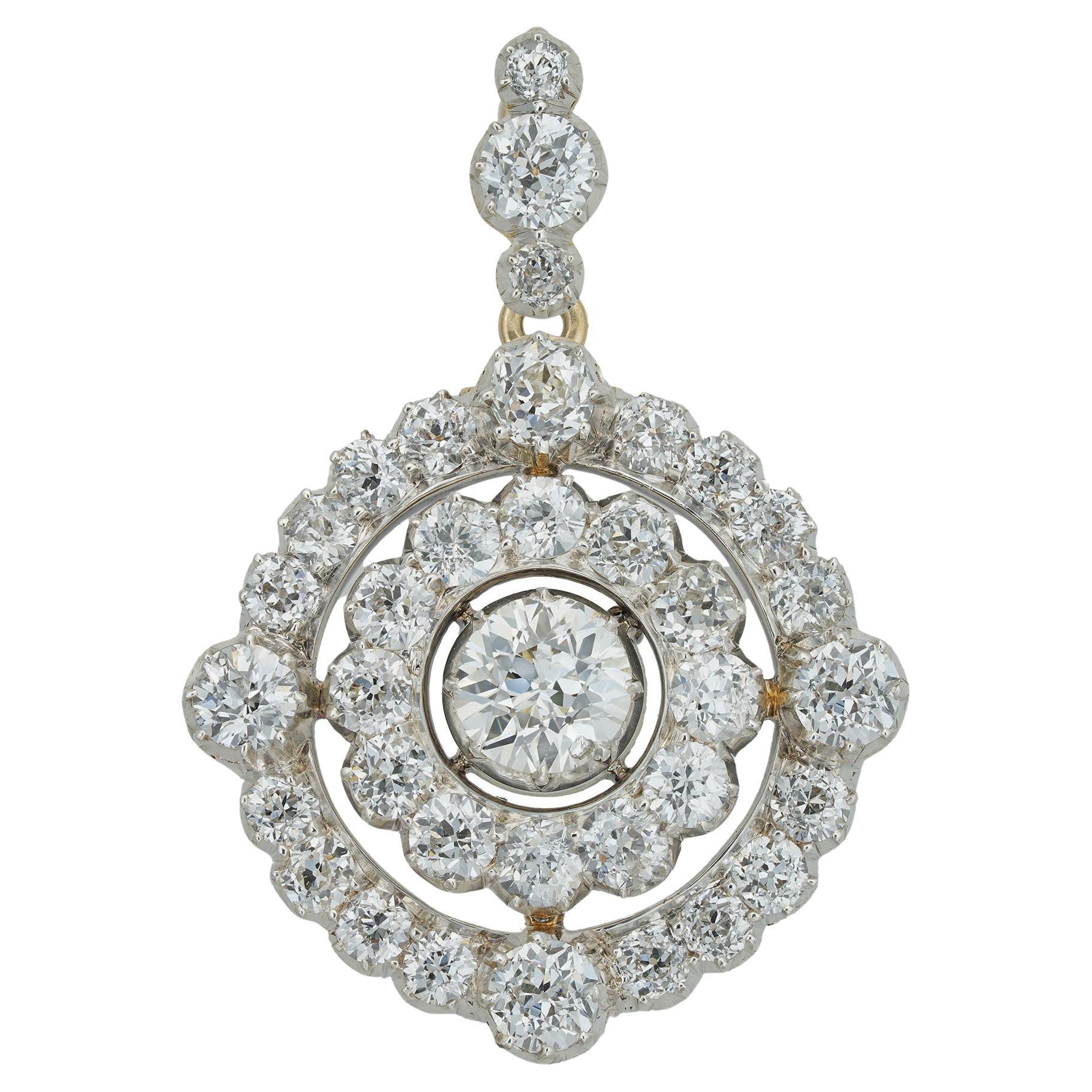 Victorian Diamond and Gold Pinwheel Pendant Brooch at 1stDibs