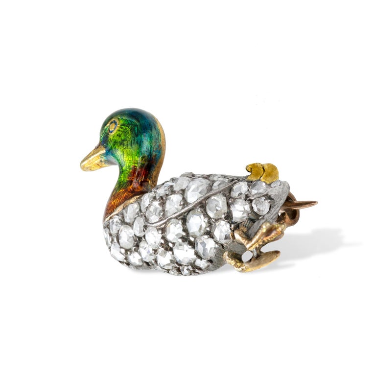 Victorian Enamel and Diamond-Set Duck Brooch For Sale at 1stDibs ...