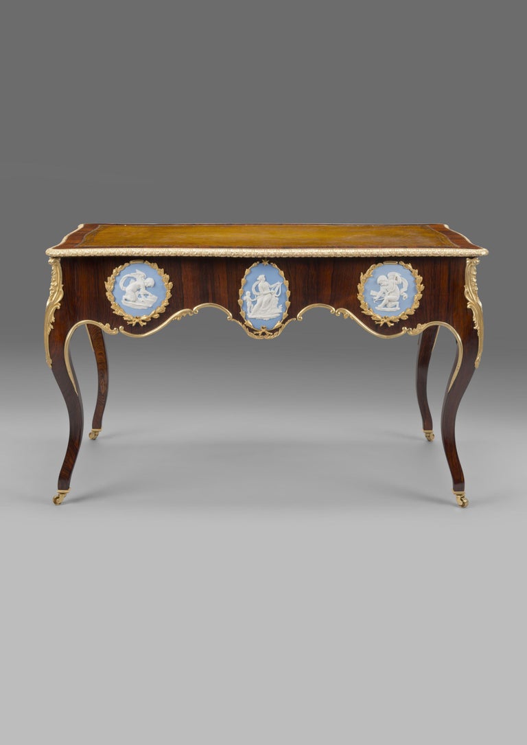 Victorian Gilt-Bronze and Jasper-Ware Mounted Writing Table, circa 1860 ...