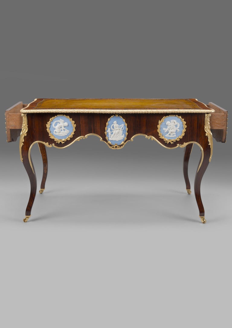Victorian Gilt-Bronze and Jasper-Ware Mounted Writing Table, circa 1860 ...